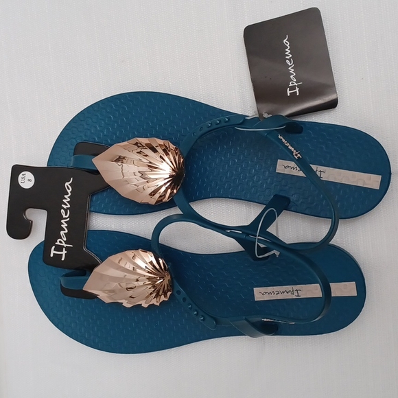 Ipanema | Shoes | Nwt Ipanema Teal Blue Rose Gold Leaf Sandals | Poshmark